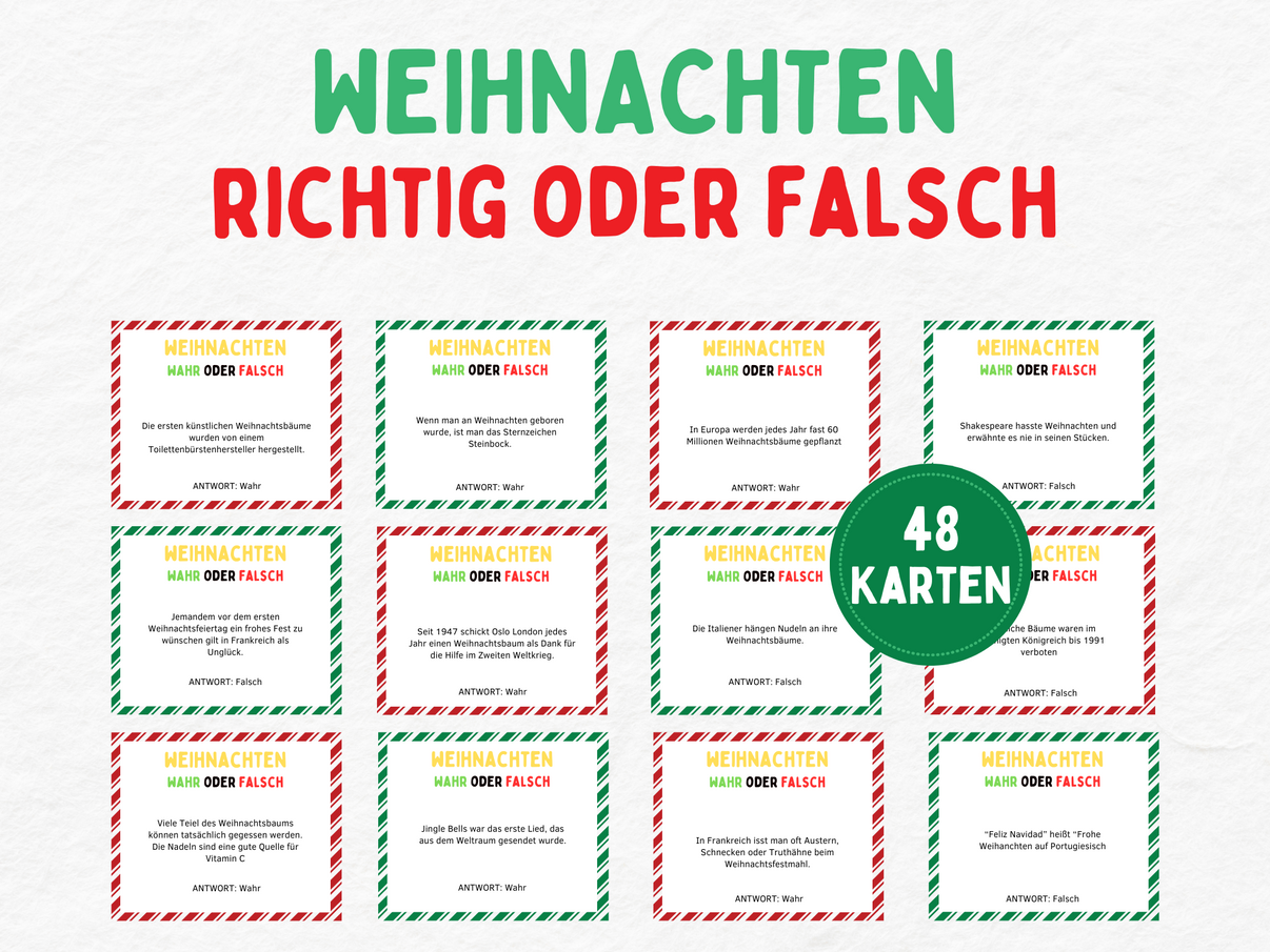 Weihnachtsspiel - Wahr oder Falsch Quiz – Tempme