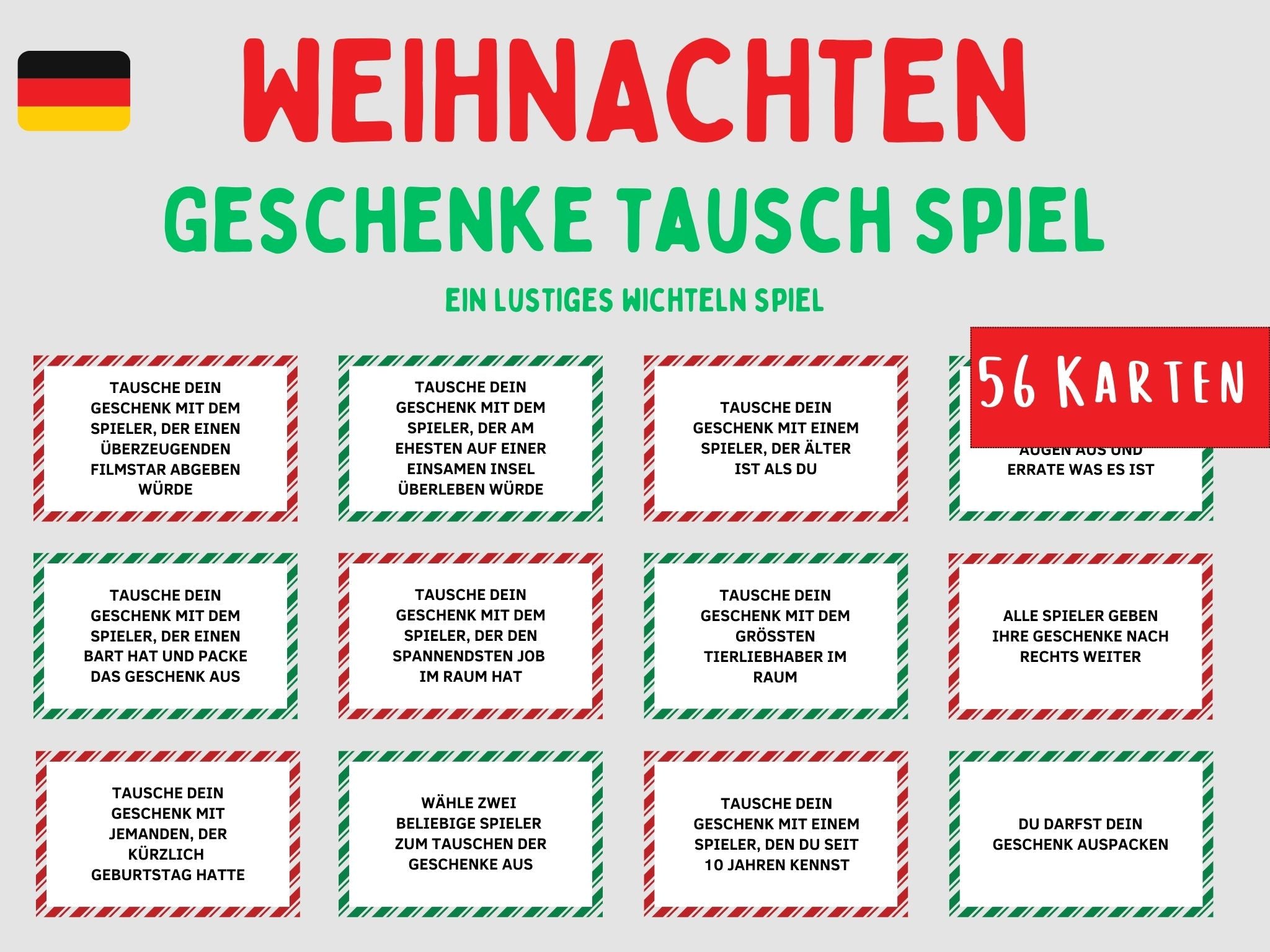 Weihnachtsspiel Geschenke Tausch Spiel - Wichteln Spiel – Tempme